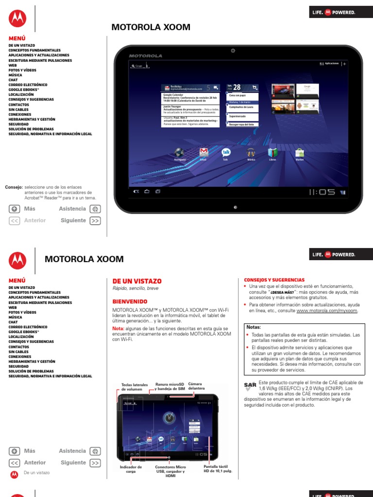 Manual & Specifications (ES) - Motorola Xoom WiFi | PDF | Tableta | Gmail
