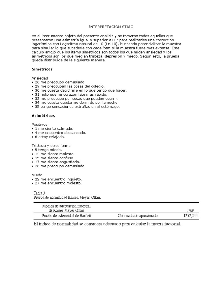 Interpretación y Corrección del STAIC | PDF | Ansiedad | Trastorno de ...