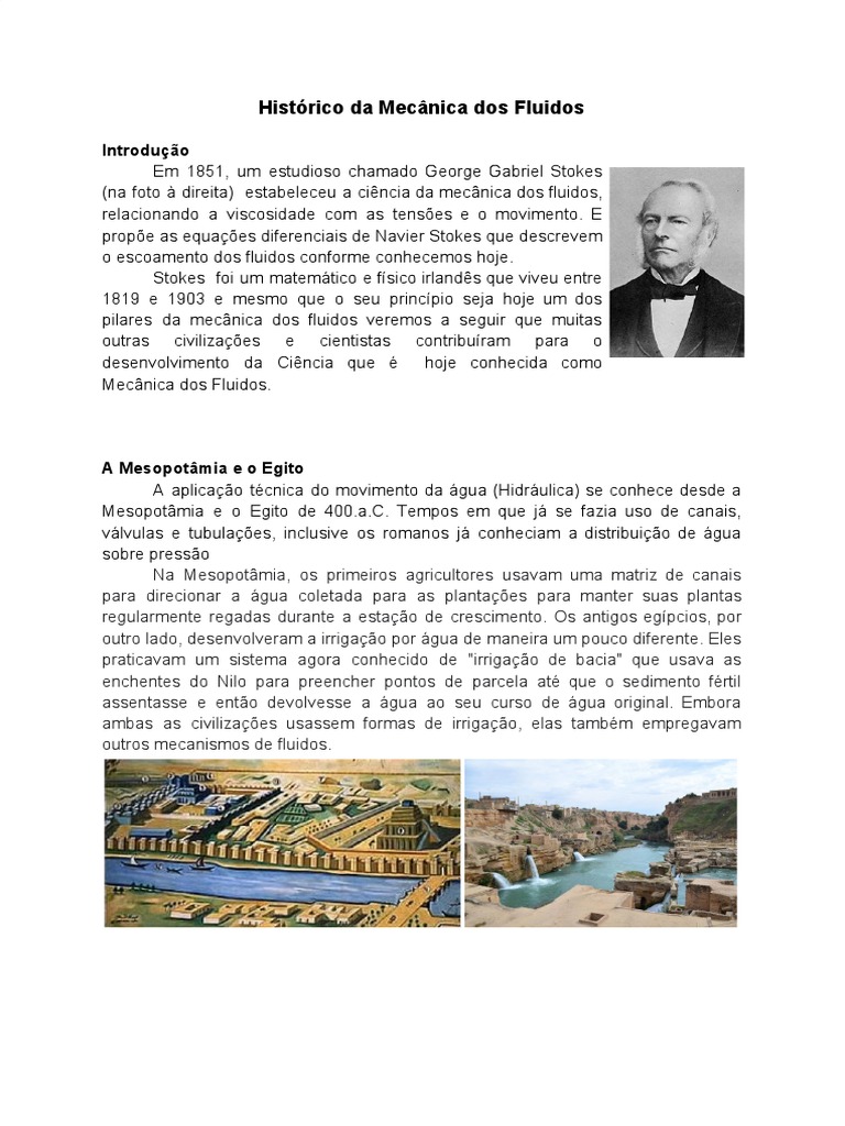 Histórico Da Mecânica Dos Fluidos Pdf Mecânica Dos Fluidos