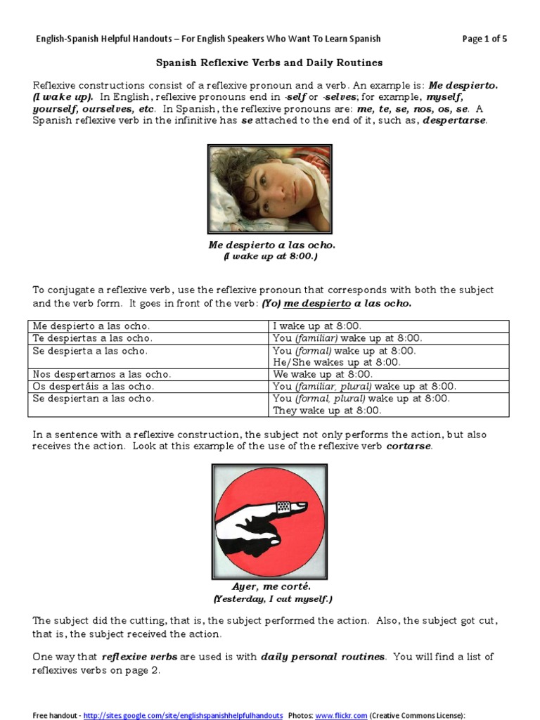 Spanish Reflexive Verbs and Daily Routines | PDF | Rules | Syntax