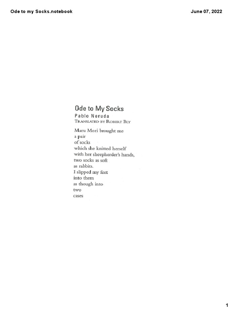 Ode To My Socks | PDF