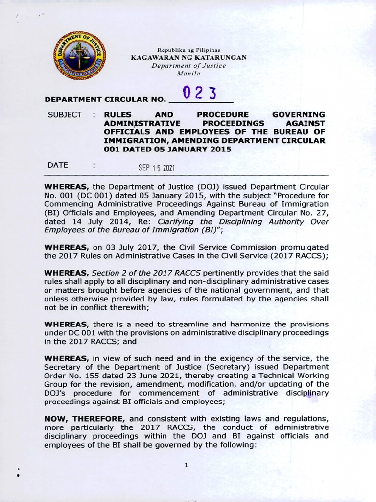 Department Circular No. 23 | PDF | Complaint | Videotelephony