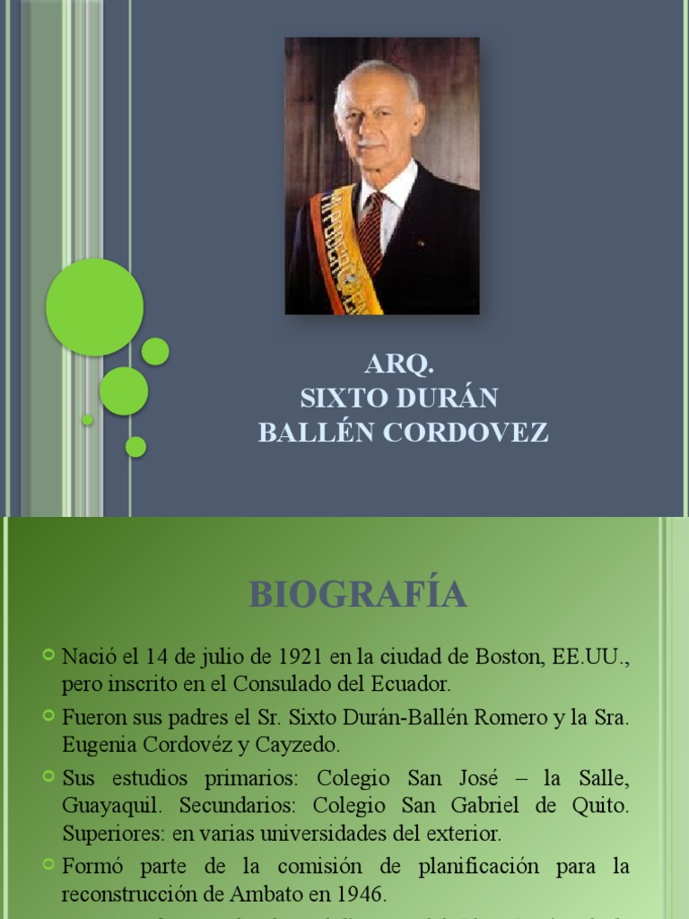 Biografía y Gobierno de Sixto Durán Ballén | PDF | Gobierno