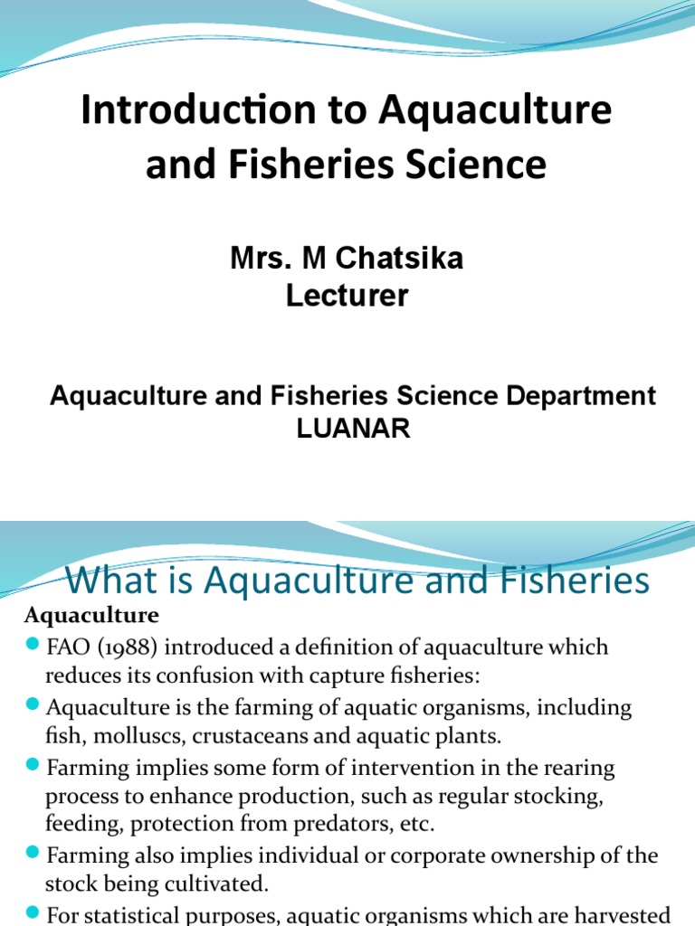 1 - Introduction To Aquaculture and Fisheries DS | PDF | Aquaculture ...
