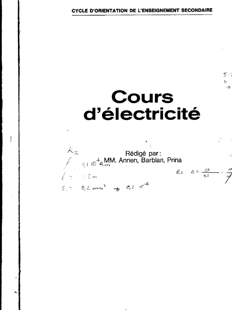 Cours Electricite | PDF | Arts du langage et discipline | Études des ...