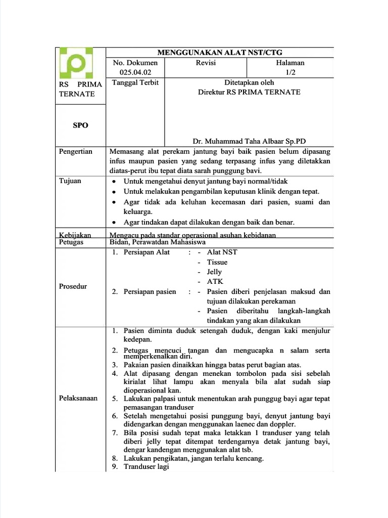 PDF 2 Spo Menggunakan Alat NST CTG DL | PDF