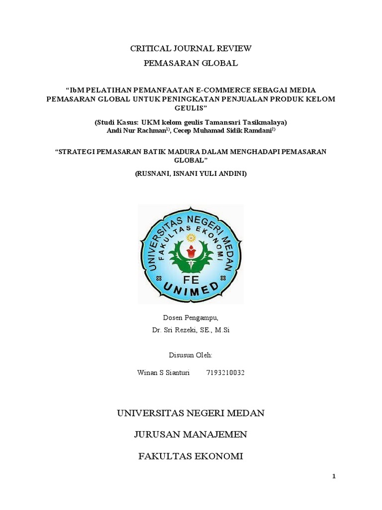 Pemasaran Global untuk UKM Batik Madura | PDF | Karier & Perkembangan ...