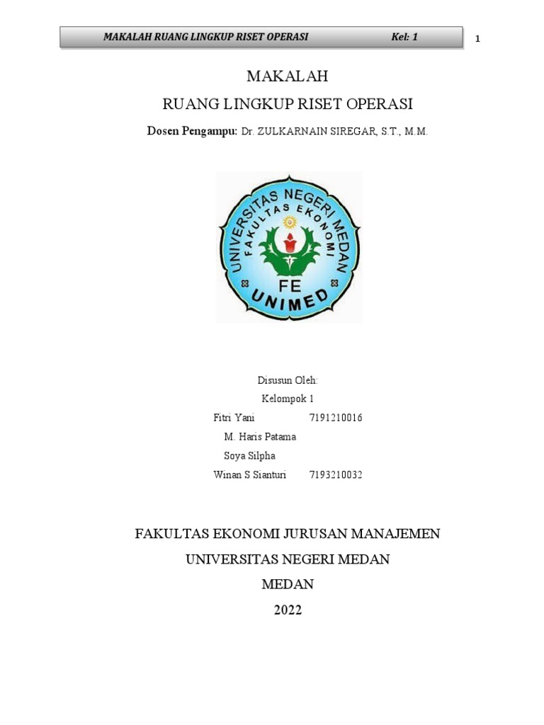 Makalah Riset - Operasi Kel1 | PDF
