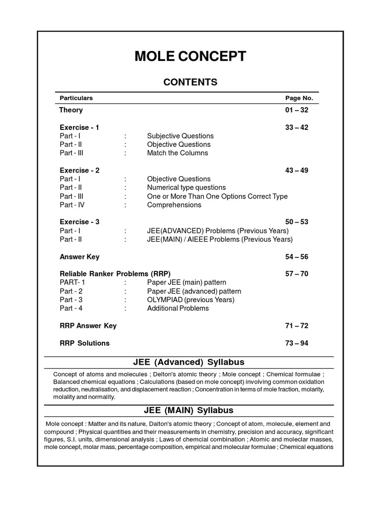 3 Mole Conept | PDF | Mole (Unit) | Molecules