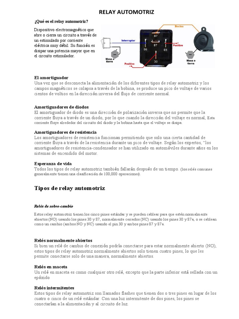 Relay Automotriz | PDF | Relé | Energia electrica