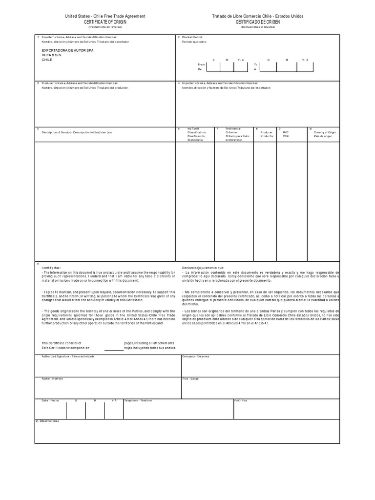 Certificado de Origen | PDF | El comercio internacional | Política comercial