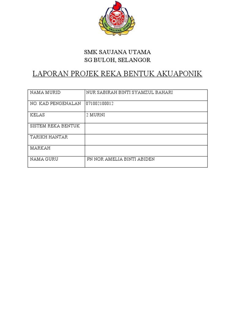 Laporan Projek Sistem Akuaponik Pdf