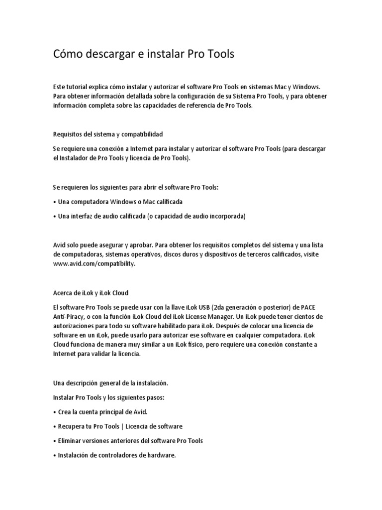 Cómo Descargar e Instalar Pro Tools | Descargar gratis PDF | Macintosh ...
