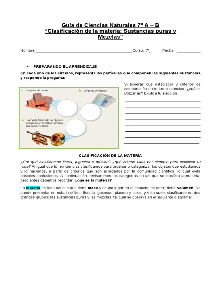 7° Básico Ciencias Naturales | PDF | Mezcla | Sustancias químicas