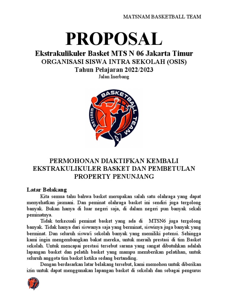 Proposal Matsnam Basket | PDF