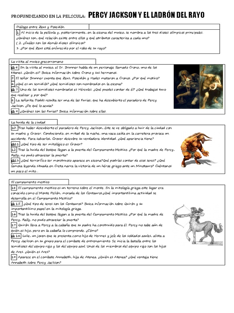 Cuestionario Percy Jackson | PDF | infierno | Mitología