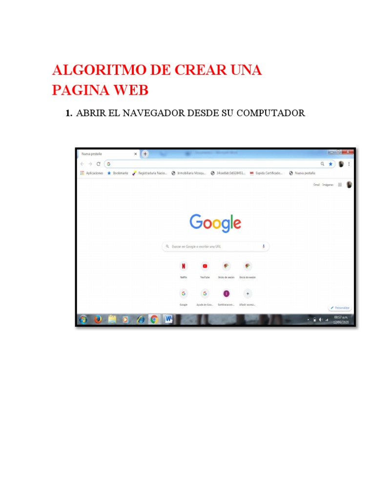 Algoritmo de Crear Una Pagina Web | PDF