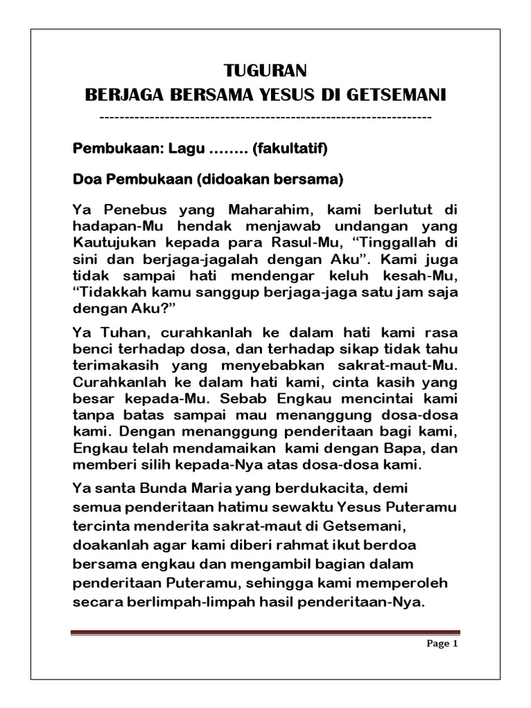 Doa dan Renungan di Taman Getsemani | PDF
