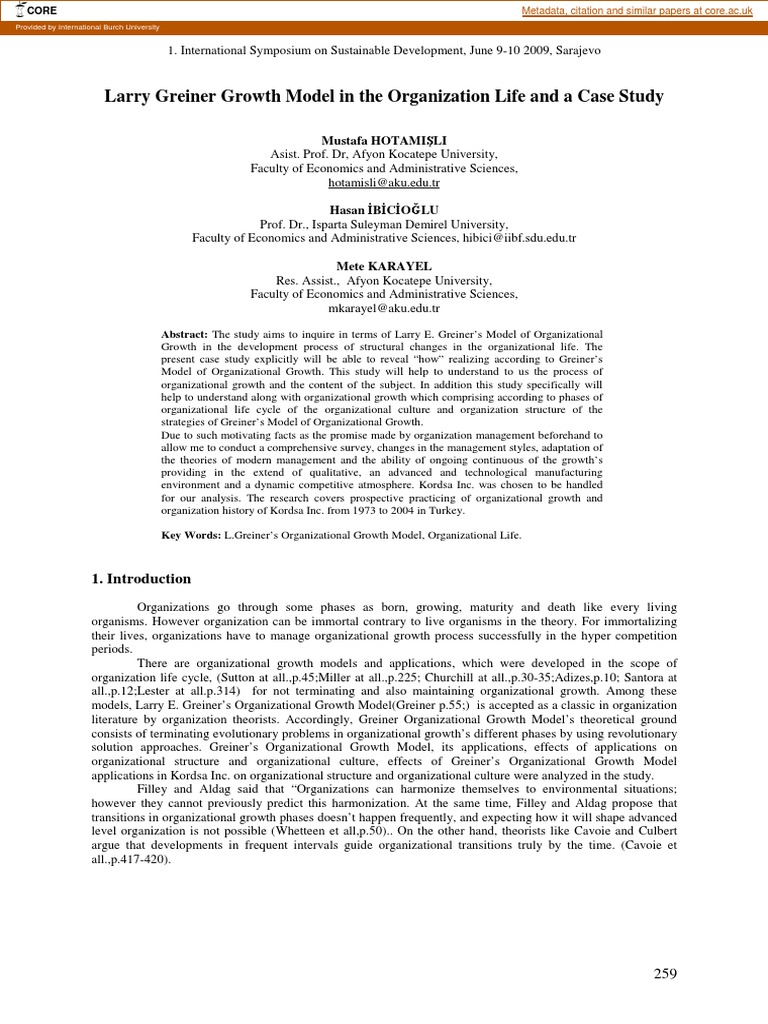 Larry Greiner Growth Model in The Organization Life and A Case Study ...