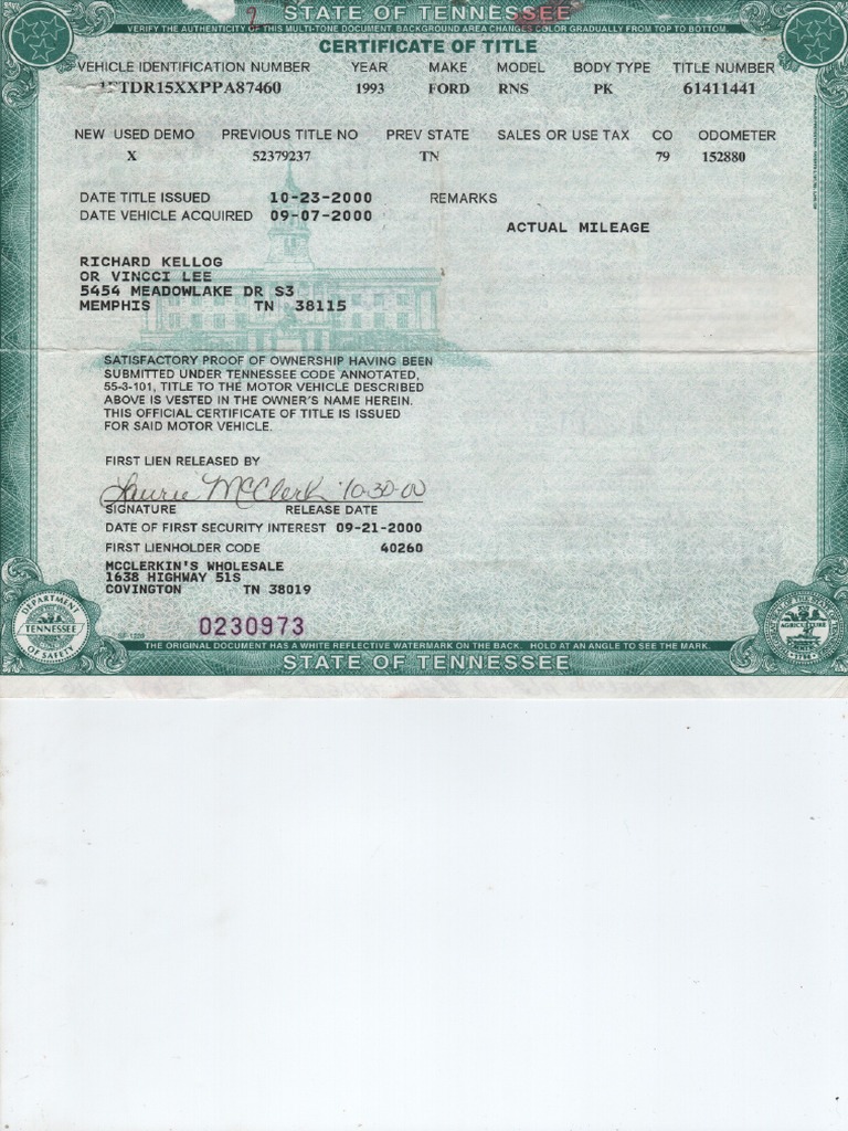 Titulo de Vehiculo | PDF