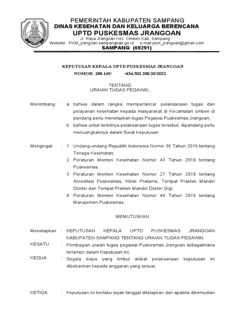 SK Uraian Tugas | PDF