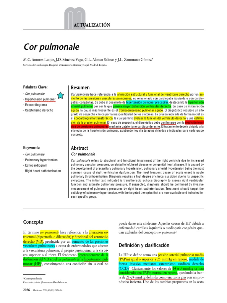 Cor Pulmonale | PDF | Hipertensión | Hemodinámica