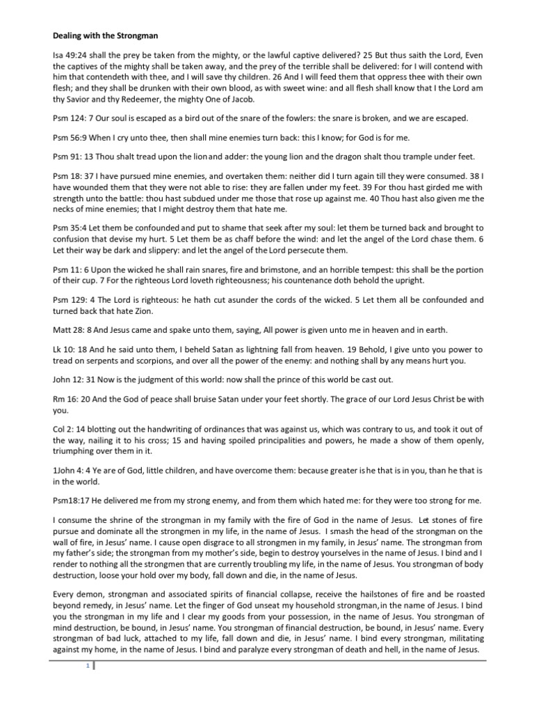 Binding the Strongman in Prayer | PDF | Demons | Jesus