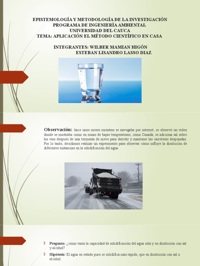 Exposicion Del Experimento Metodo Cientifico | PDF | Agua | Hielo