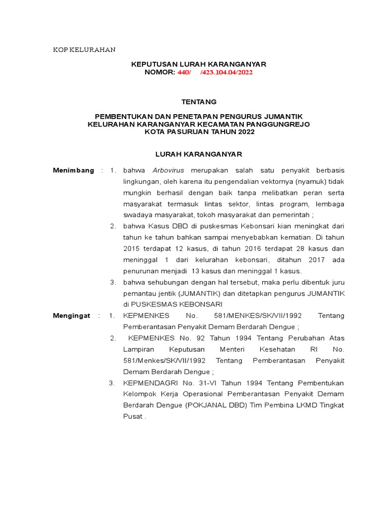 Pembentukan Pengurus Jumantik | PDF