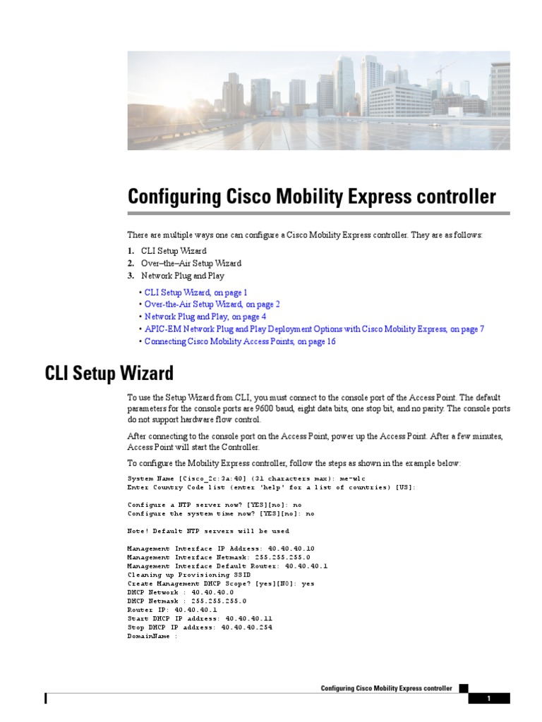 Configuring Cisco Mobility Express Controller | PDF | Domain Name ...