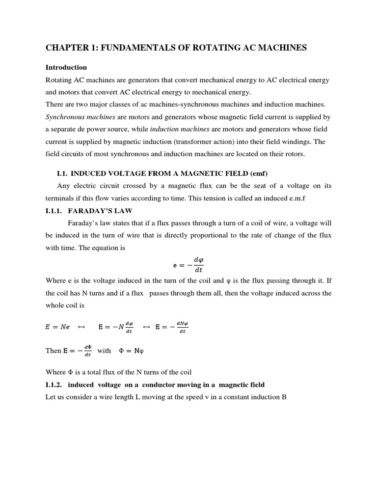 Chapter 1: Fundamentals of Rotating Ac Machines | PDF | Electromagnetic Induction | Inductor