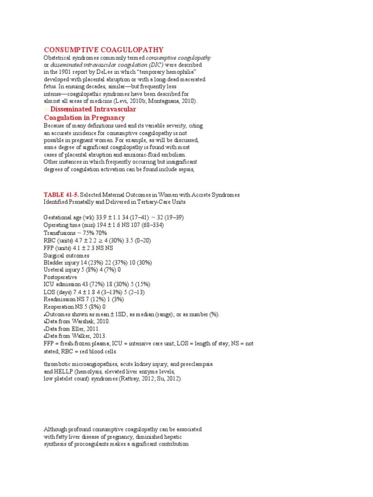 Consumptive Coagulopathy | PDF | Coagulation | Platelet