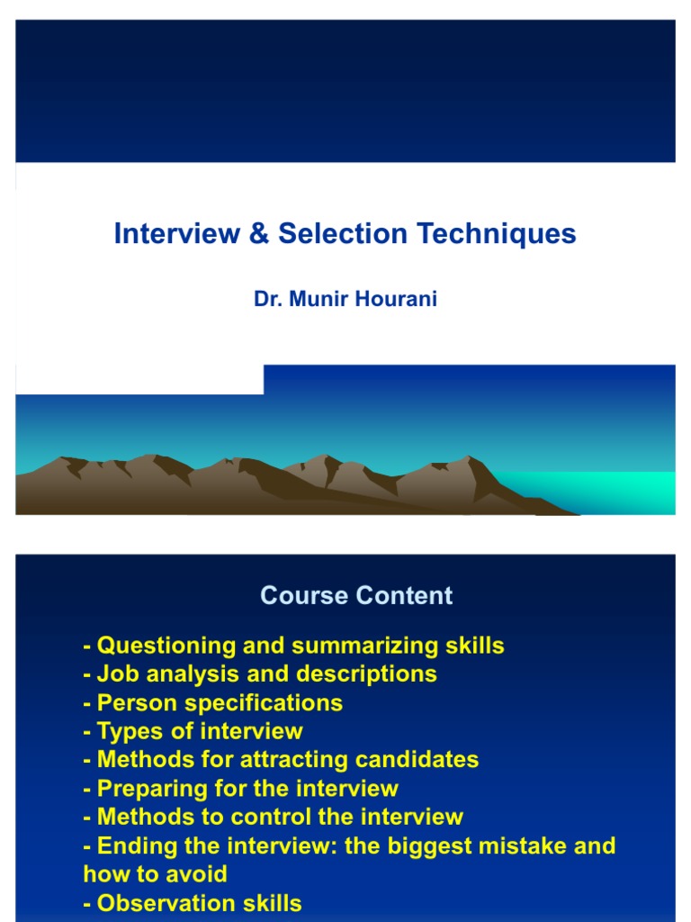 Interview & Selection Techniques | PDF | Recruitment | Competence ...