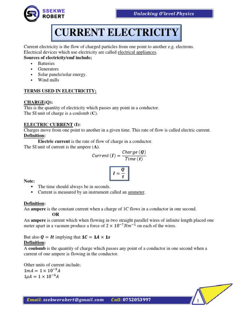 CURRENT ELECTRICITY-ssekwe | PDF | Voltage | Series And Parallel Circuits