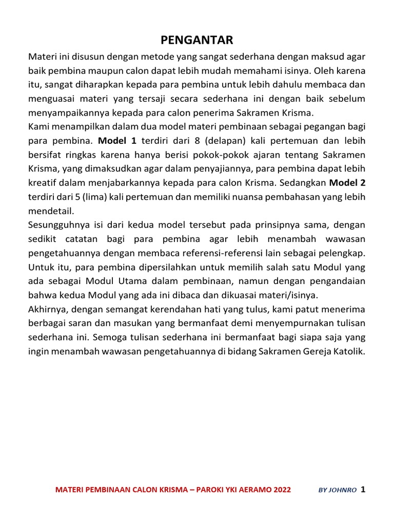 Materi Pembinaan Calon Krisma | PDF