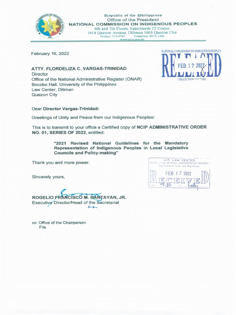 NCIP AO1 Series of 2021 Revised Guidelines For IPMR - 1645666717 | PDF