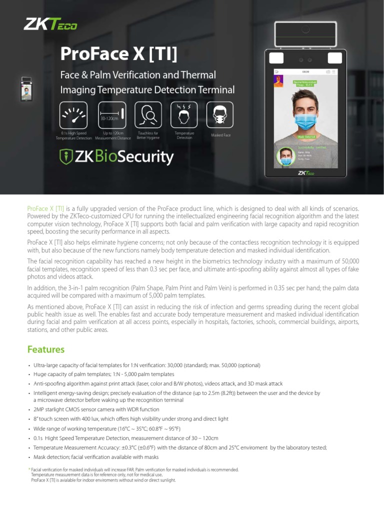 Proface X (Ti) : Face & Palm Verification and Thermal Imaging ...