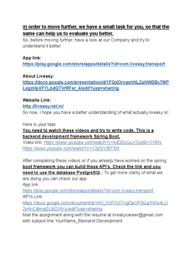 Task For Backend Development | PDF