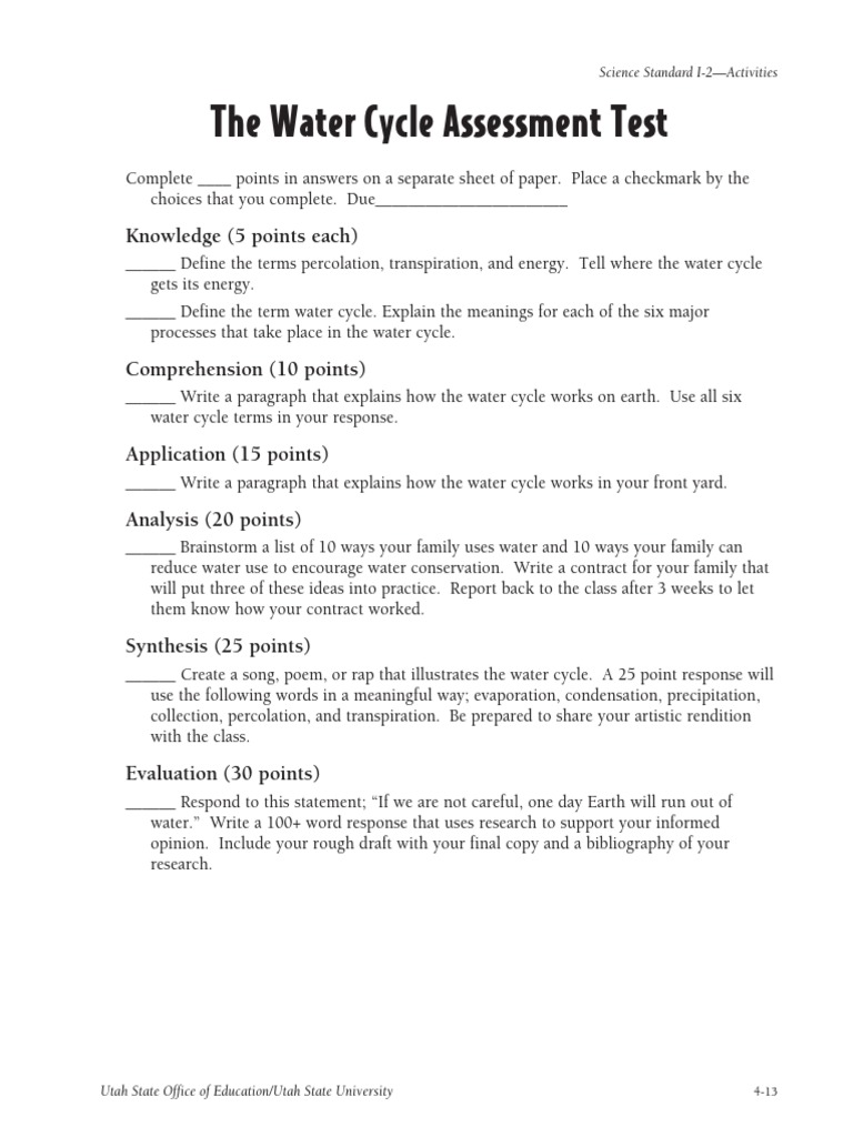 Water Cycle Activities and Assessment | PDF