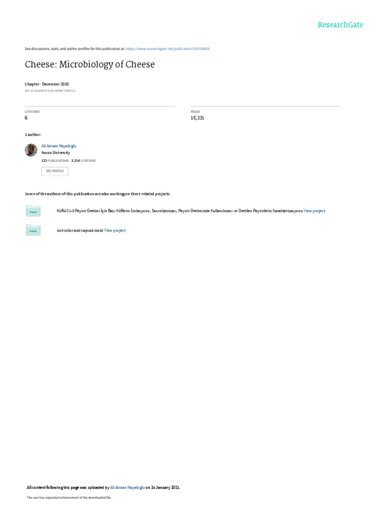 Cheese Microbiology Of Cheese December 2016 Pdf Probiotic