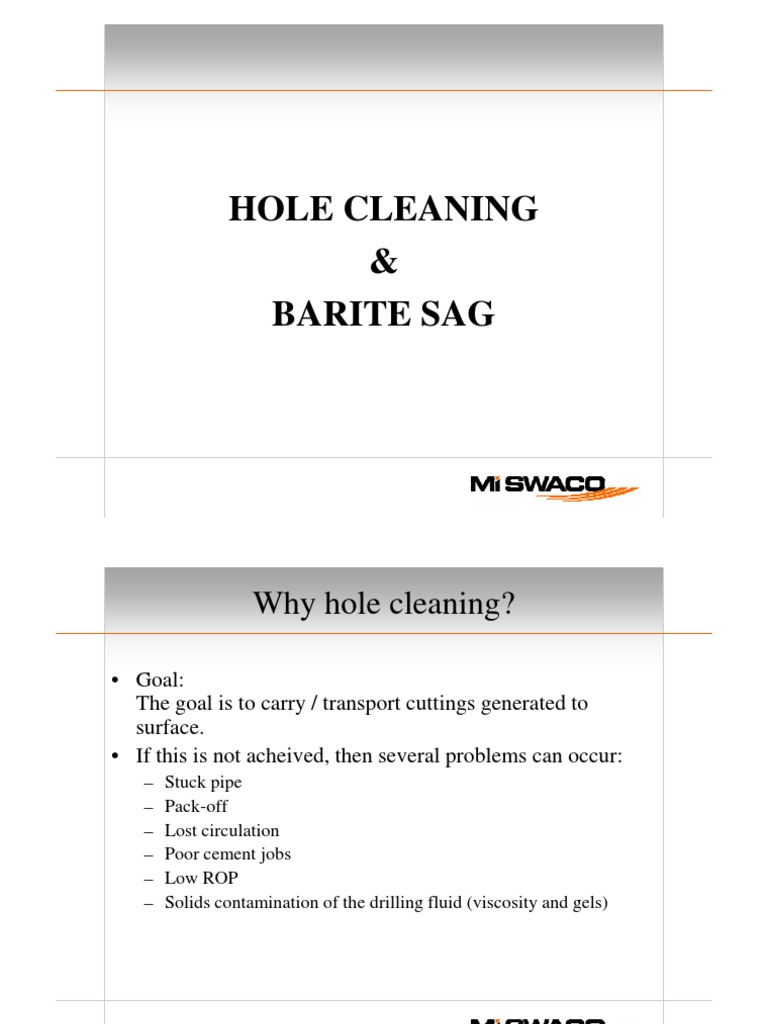 Hole Cleaning & Barite Sag | PDF | Fluid Dynamics | Viscosity