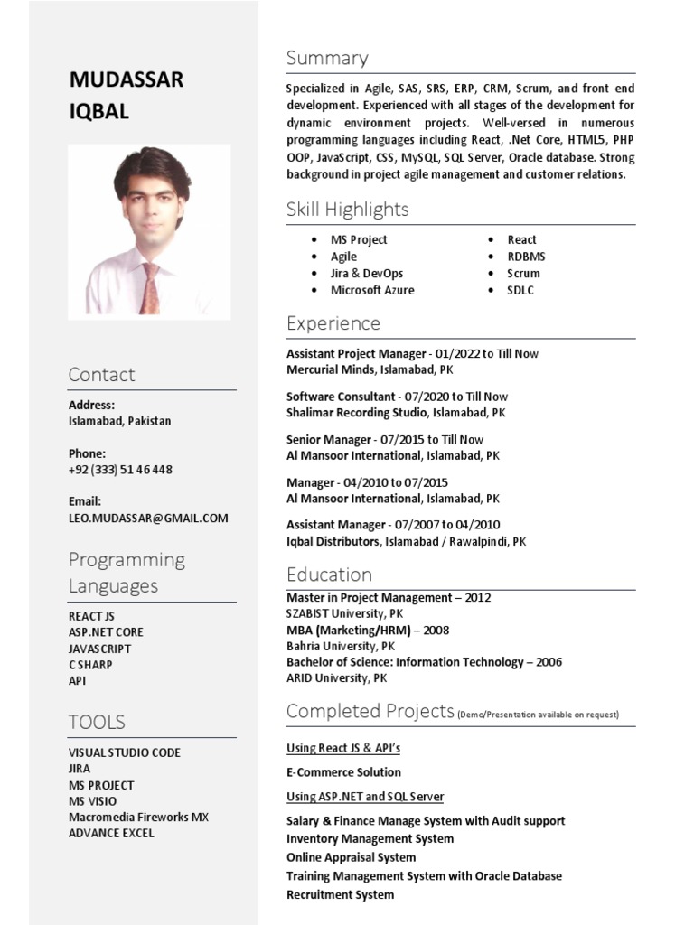 CV Mudassar BA | PDF | Oracle Corporation | Customer Relationship Management