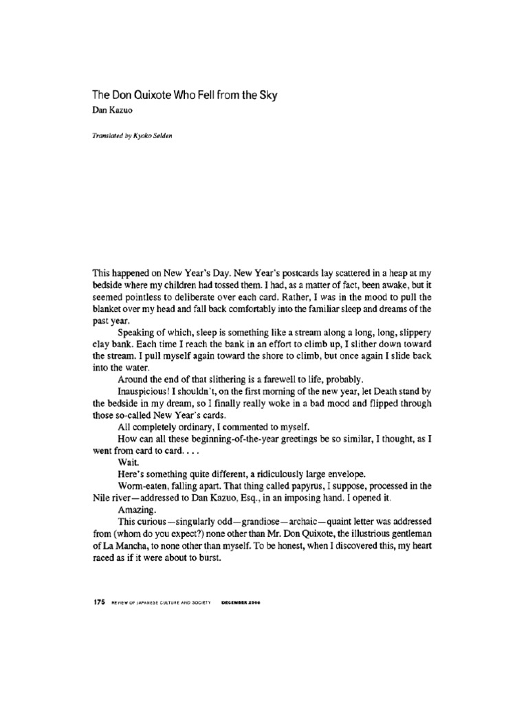 Dan Kazuo - The Don Quixote Who Fell From The Sky | PDF