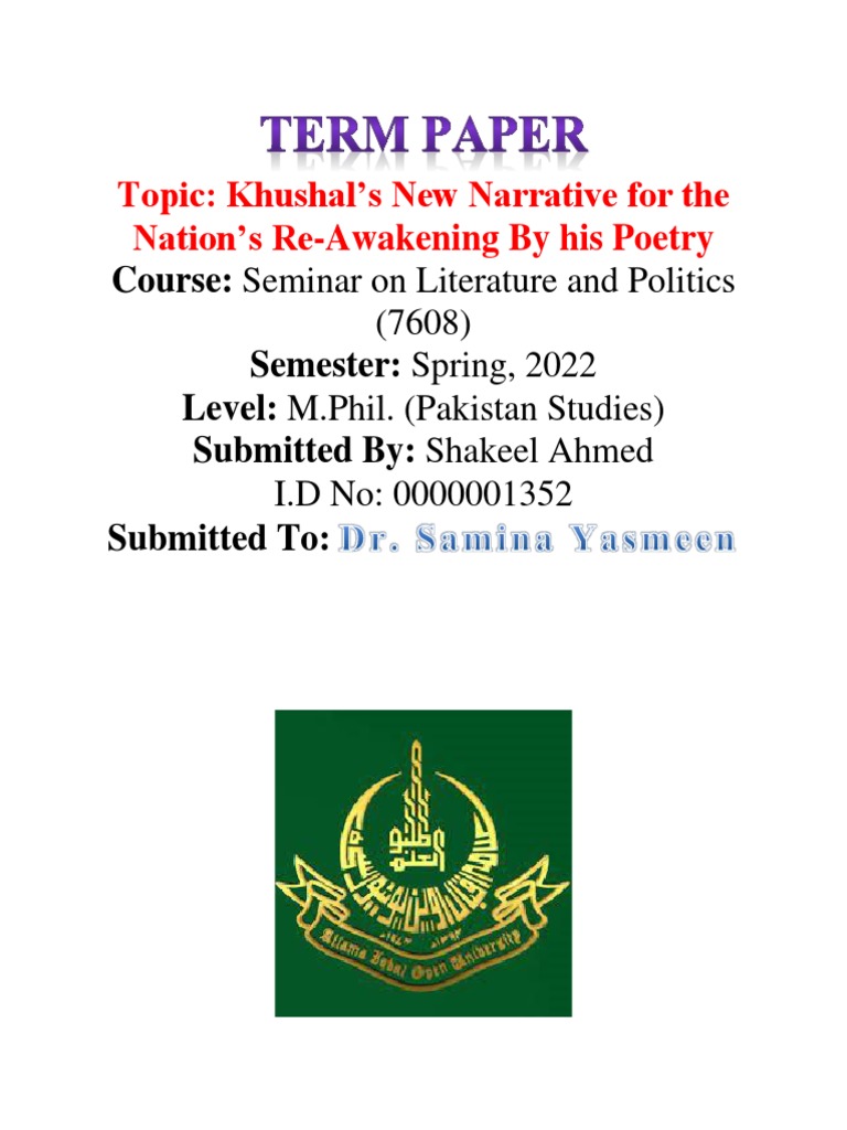Khushal's New Narrative For The Nation's Re-Awakening by His Poetry | PDF