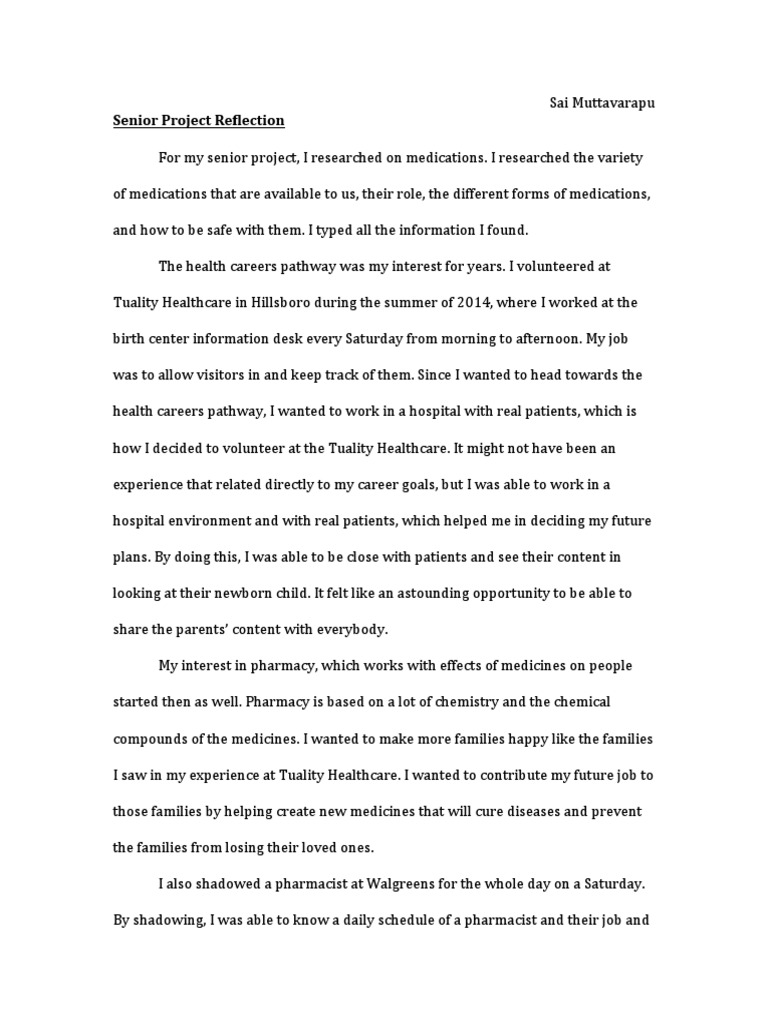 Senior Project Reflection-2 | PDF | Pharmacy | Medical Prescription