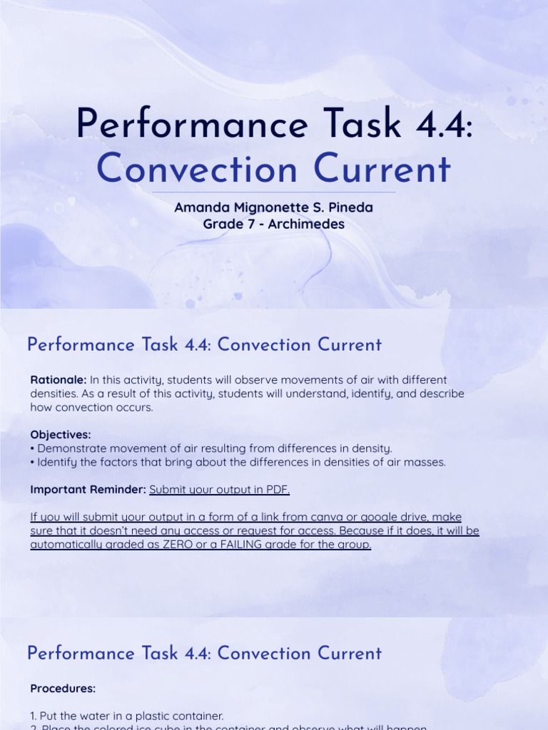 Performance Task 4.4 - Convection Current | PDF | Convection | Density