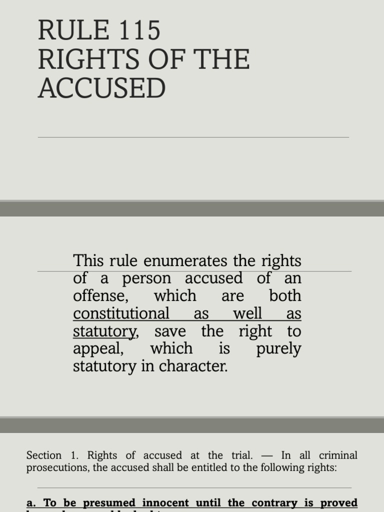 RULE 115 Rights of The Accused | PDF | Witness | Confrontation Clause