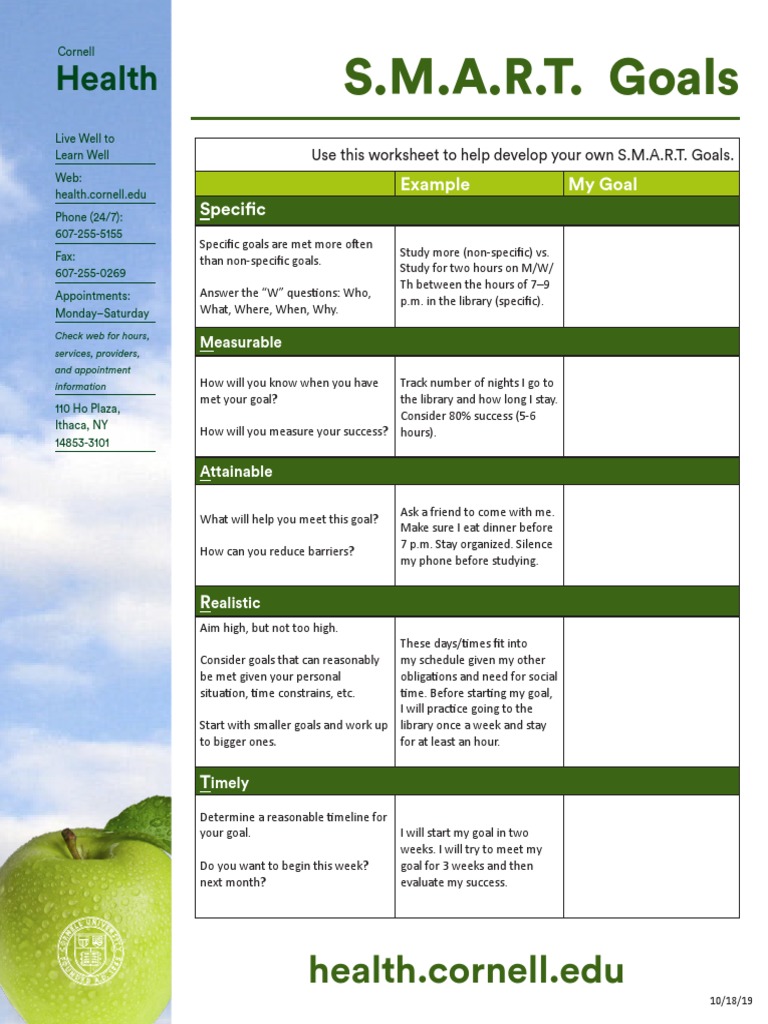 SMART Goals Worksheet | PDF