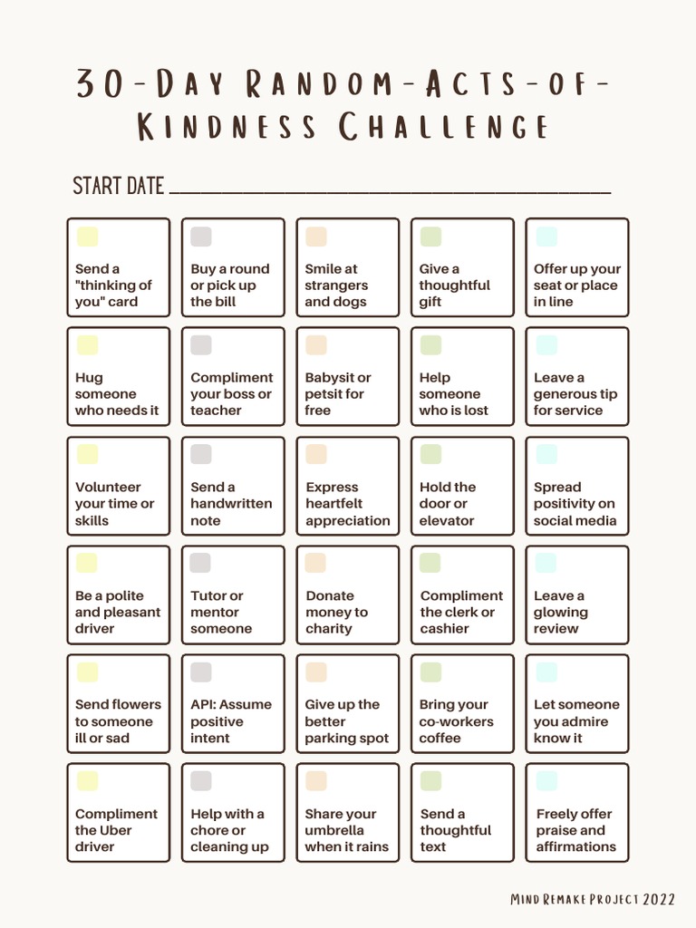 30-Day Kindness Challenge Guide | PDF | Career & Growth
