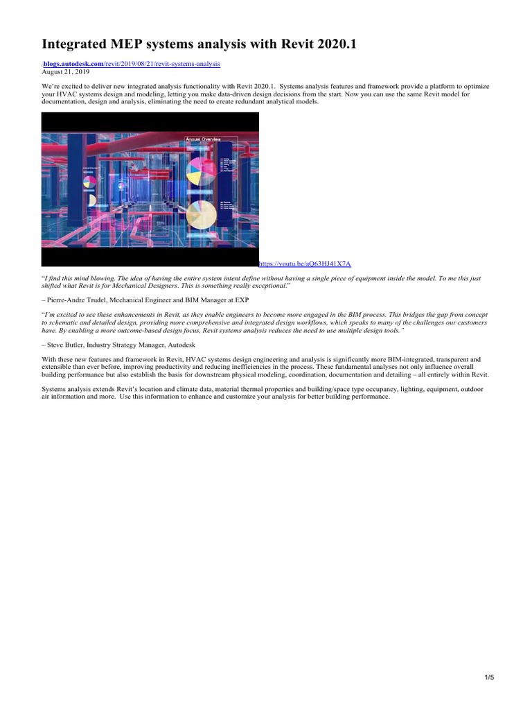 Integrated Mep Systems Analysis With Revit 2020 1 A Pdf Autodesk